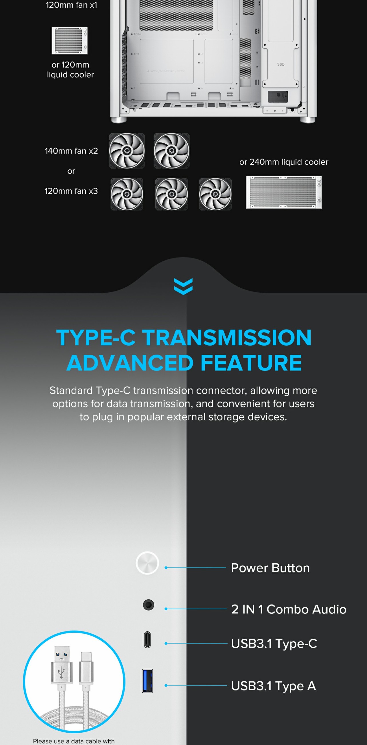 GAMEMAX MESHBOX White ATX Deskop Chassis-Micro ATX / ATX / Mini ITX/ DTX- Fully Mesh Side Panel ...